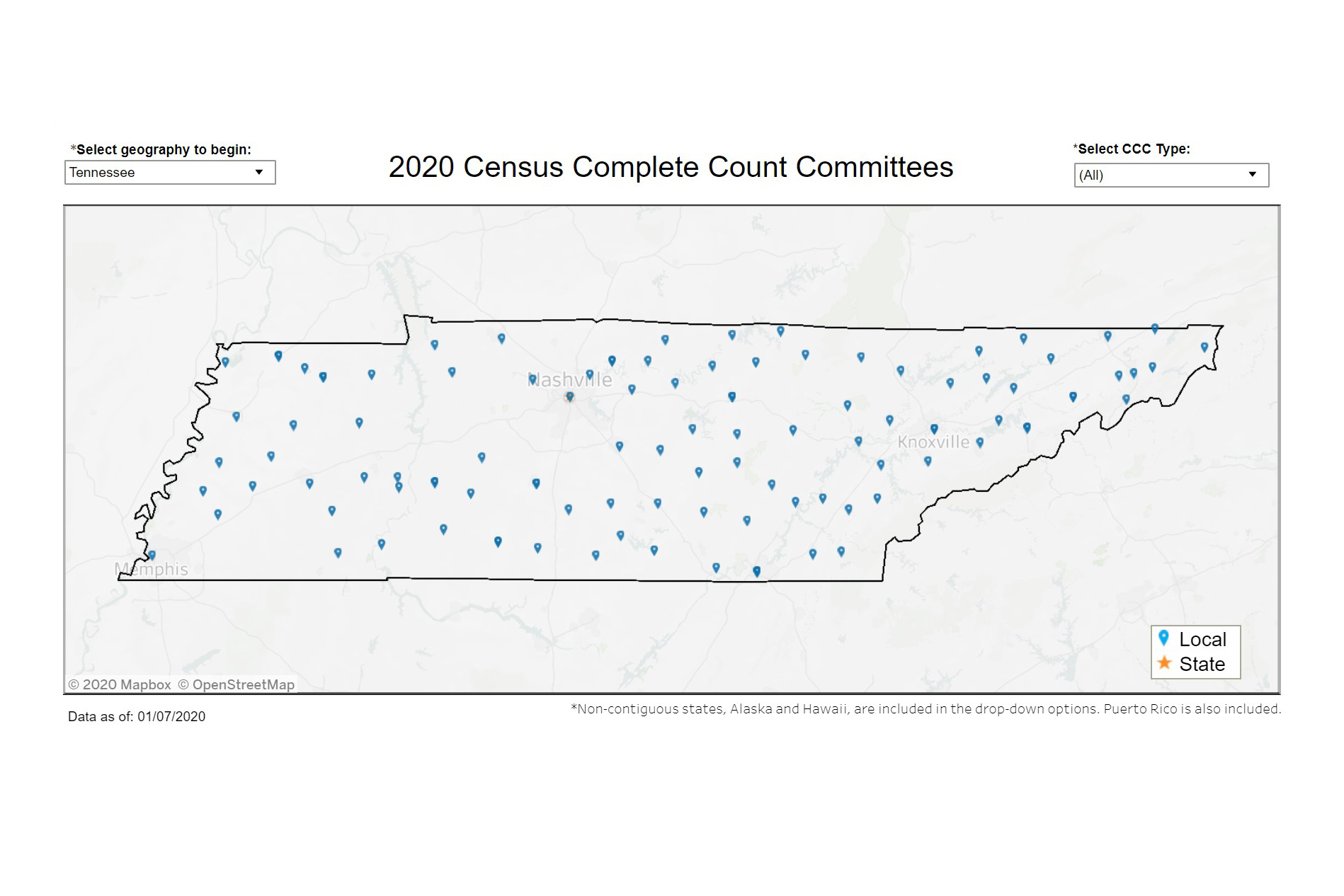Complete Count Committee map released | Tennessee State Data Center